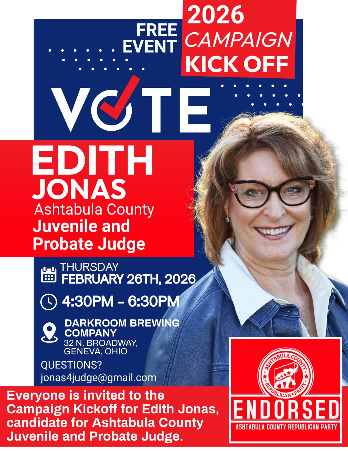 Edith Jonas – Campaign Kick Off – Ashtabula County Republican Party